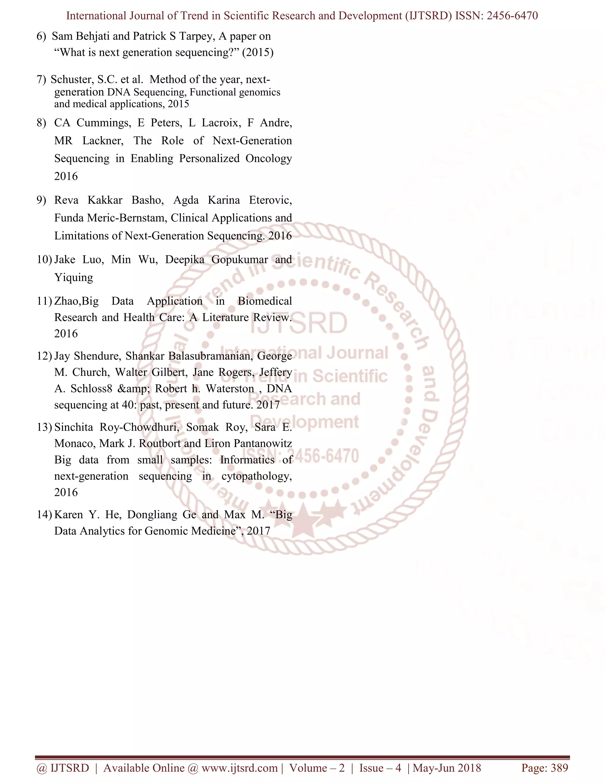 Next Generation Sequencing in Big Data | PDF