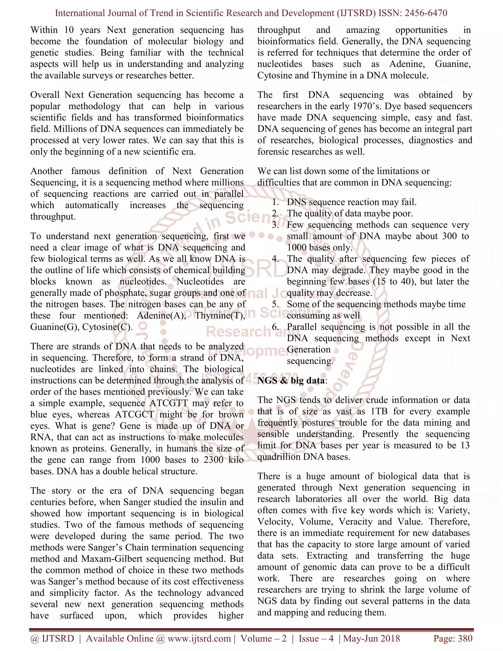 Next Generation Sequencing in Big Data | PDF