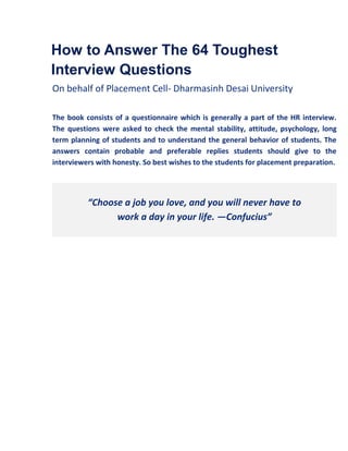64 QUESTIONS - ASKED IN INTERVIEWS.pdf | Resume Writing and Advice | Job Search