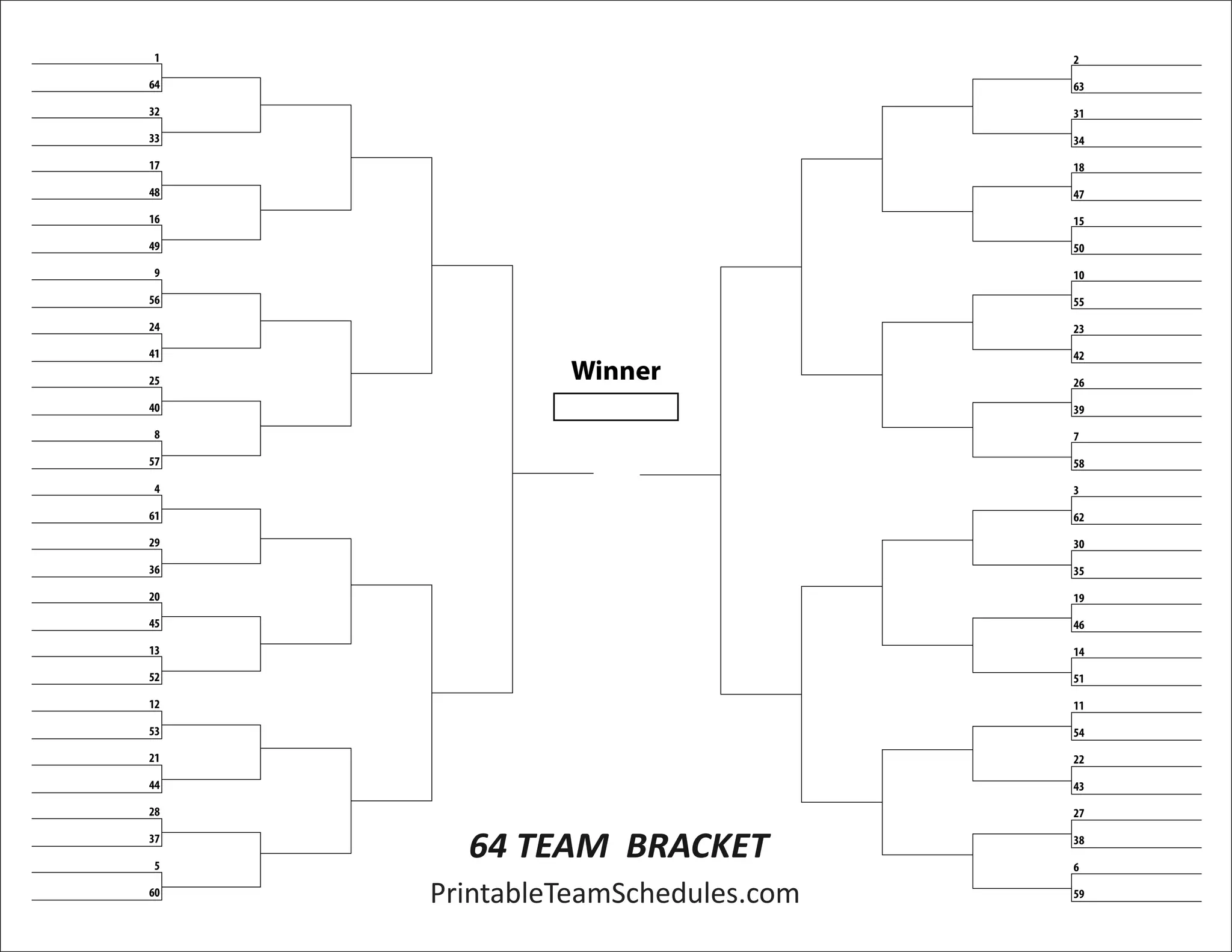 64 Team Bracket Single Elimination | PDF
