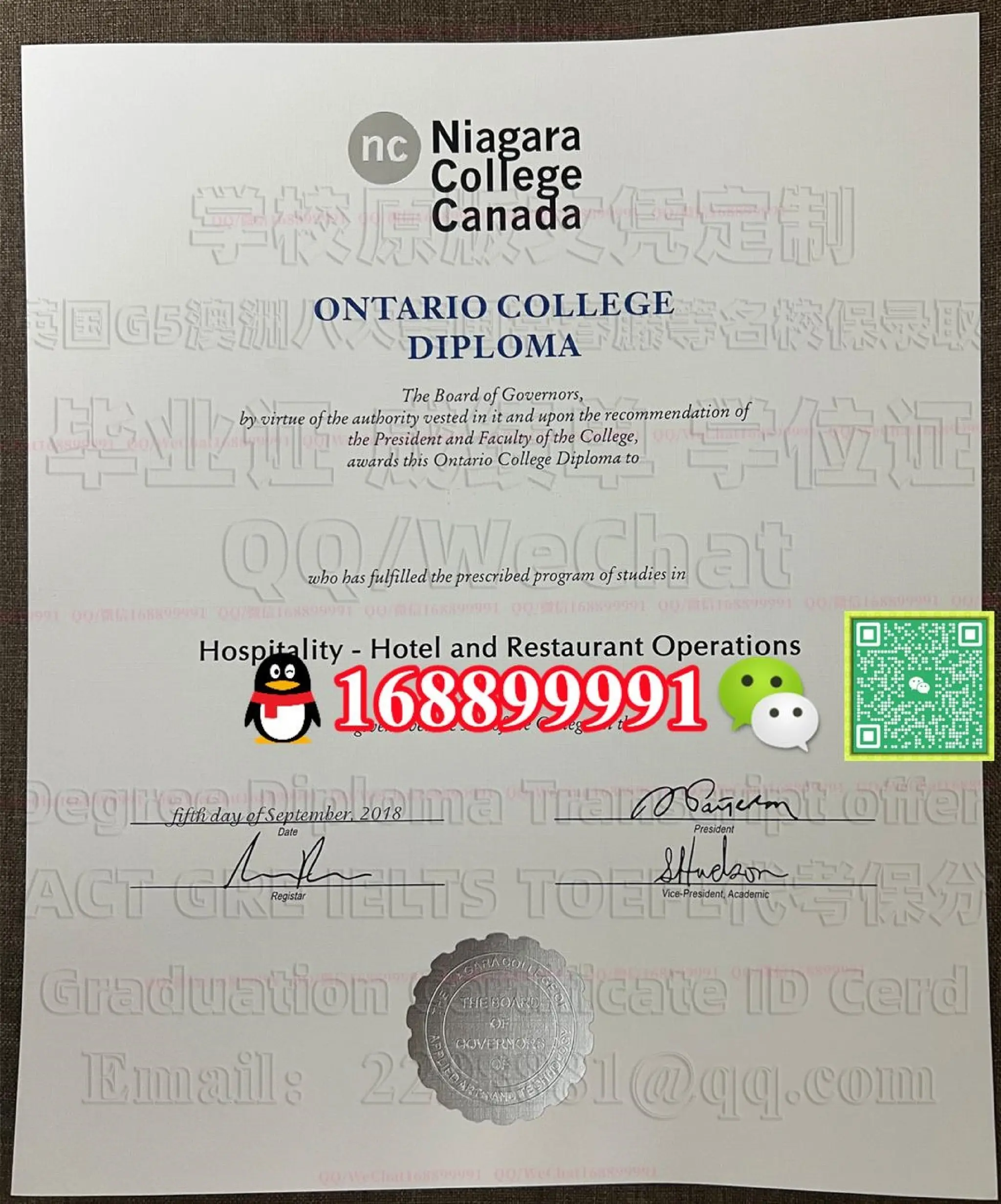 Niagara College degree offer diploma Transcript | PDF
