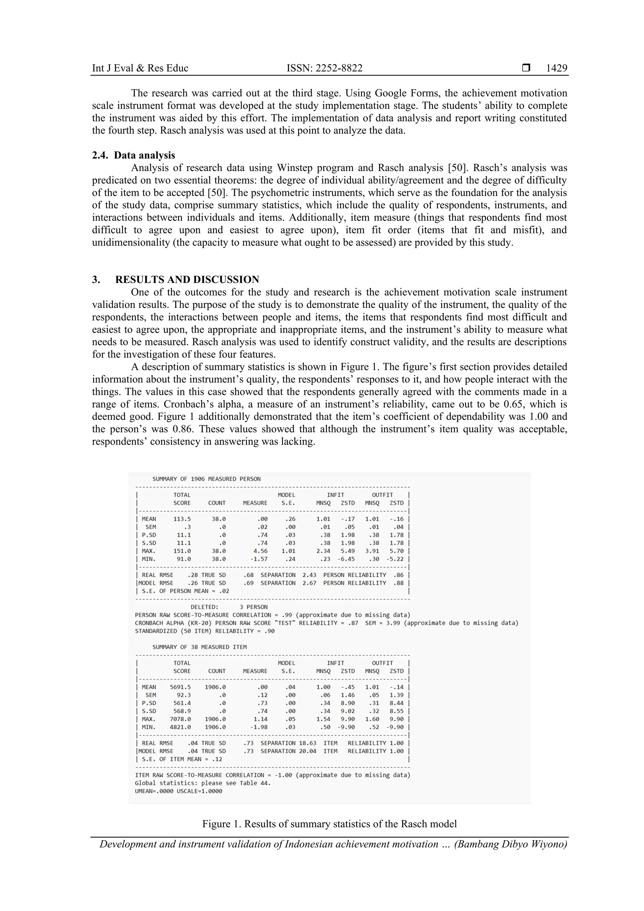 Development and instrument validation of Indonesian achievement ...