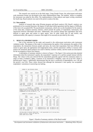 Development and instrument validation of Indonesian achievement motivation scale using the Rasch ...