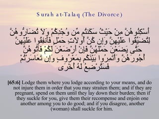 65 Surah At Talaq (The Divorce) | PPT | Islam | Religion & Spirituality