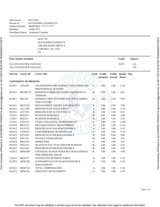 UOP transcript | PDF