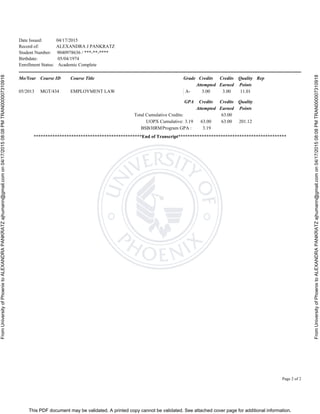 UOP transcript | PDF