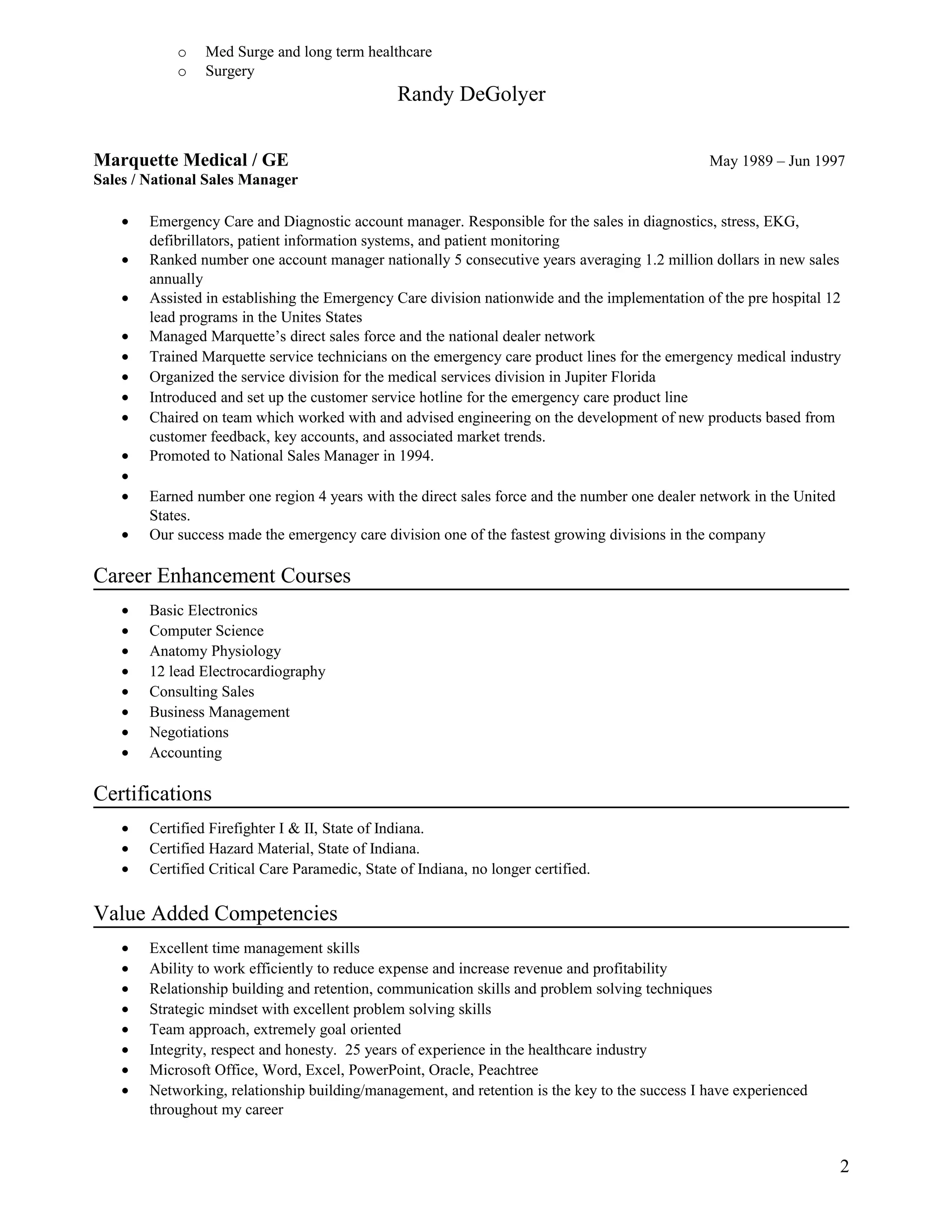 Randy DeGolyer Resume 061715 | DOC