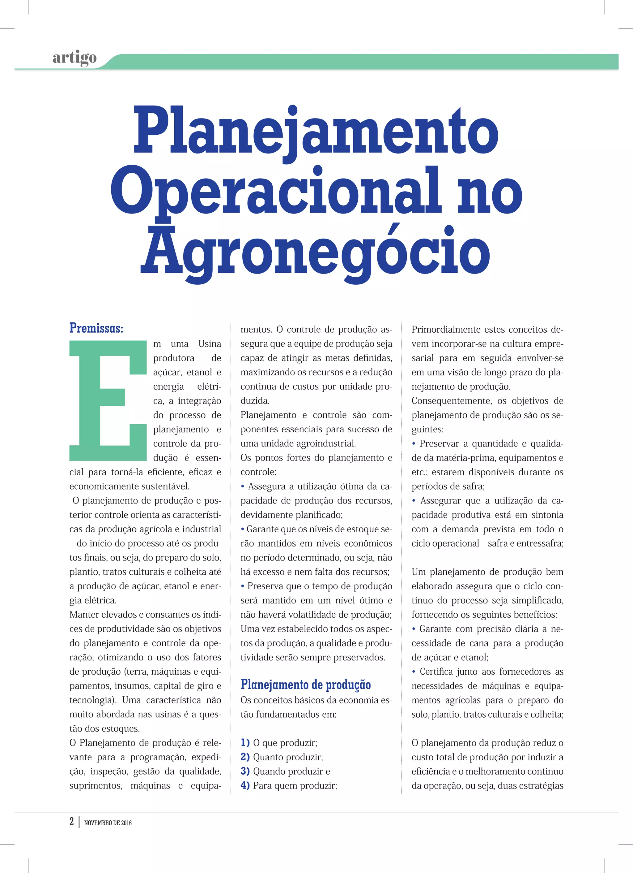 Planejamento Operacional no Agronegocio | PDF