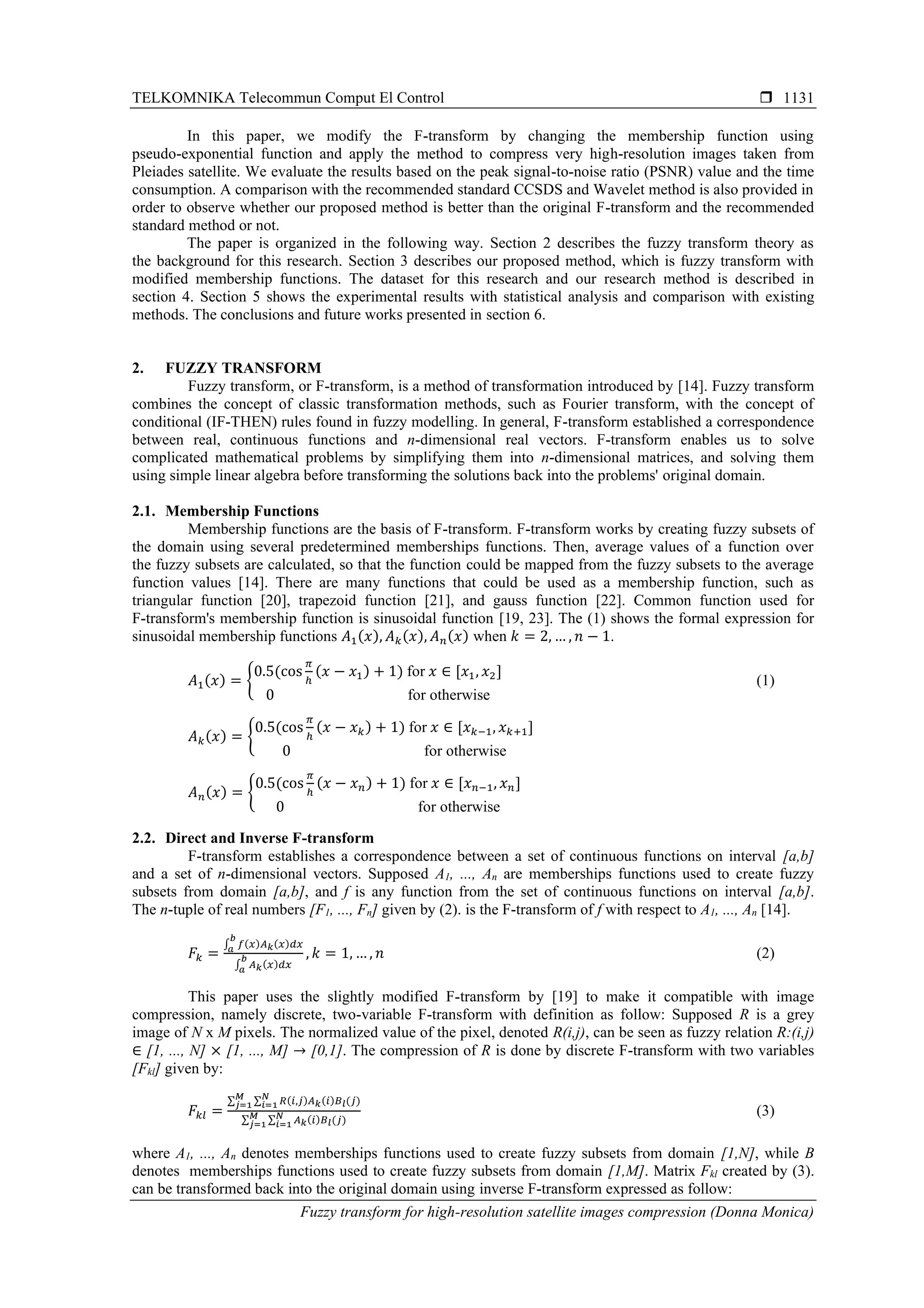 Fuzzy Transform For High Resolution Satellite Images Compression Pdf