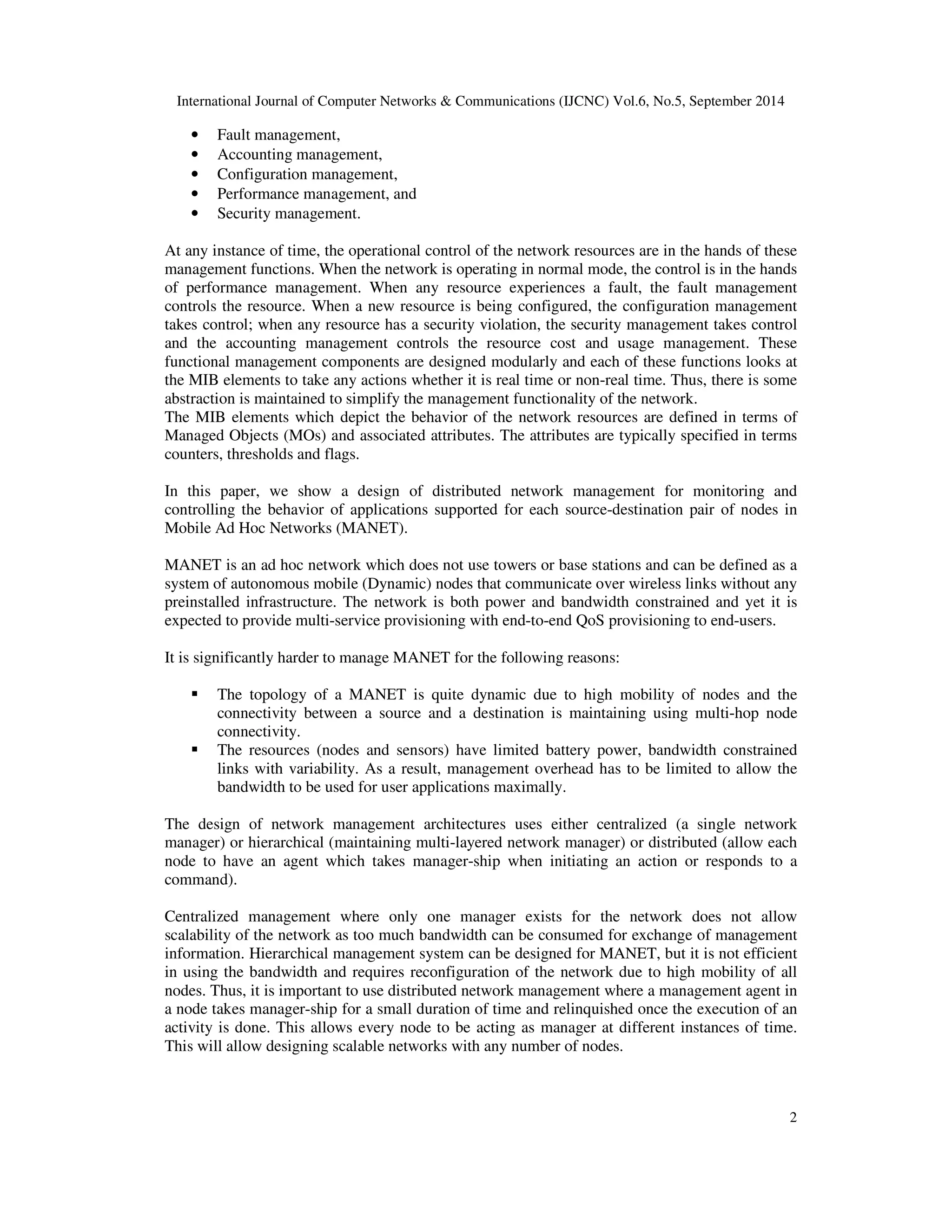 MODELING AND DESIGNING RESOURCE EFFICIENT DISTRIBUTED MANET MANAGEMENT ... MODELING AND DESIGNING RESOURCE EFFICIENT DISTRIBUTED MANET MANAGEMENT ...