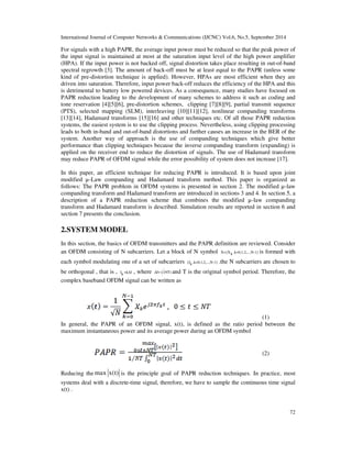 PAPR REDUCTION OF OFDM SIGNAL BY USING COMBINED HADAMARD AND MODIFIED MEU-LAW COMPANDING ...