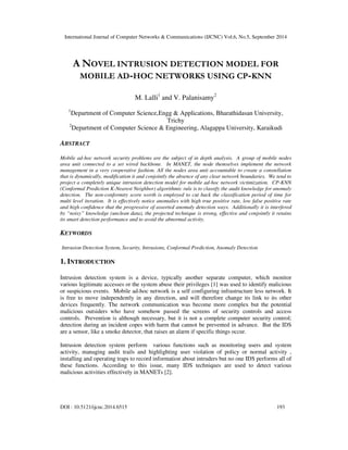 A NOVEL INTRUSION DETECTION MODEL FOR MOBILE AD-HOC NETWORKS USING CP-KNN | PDF | Information ...