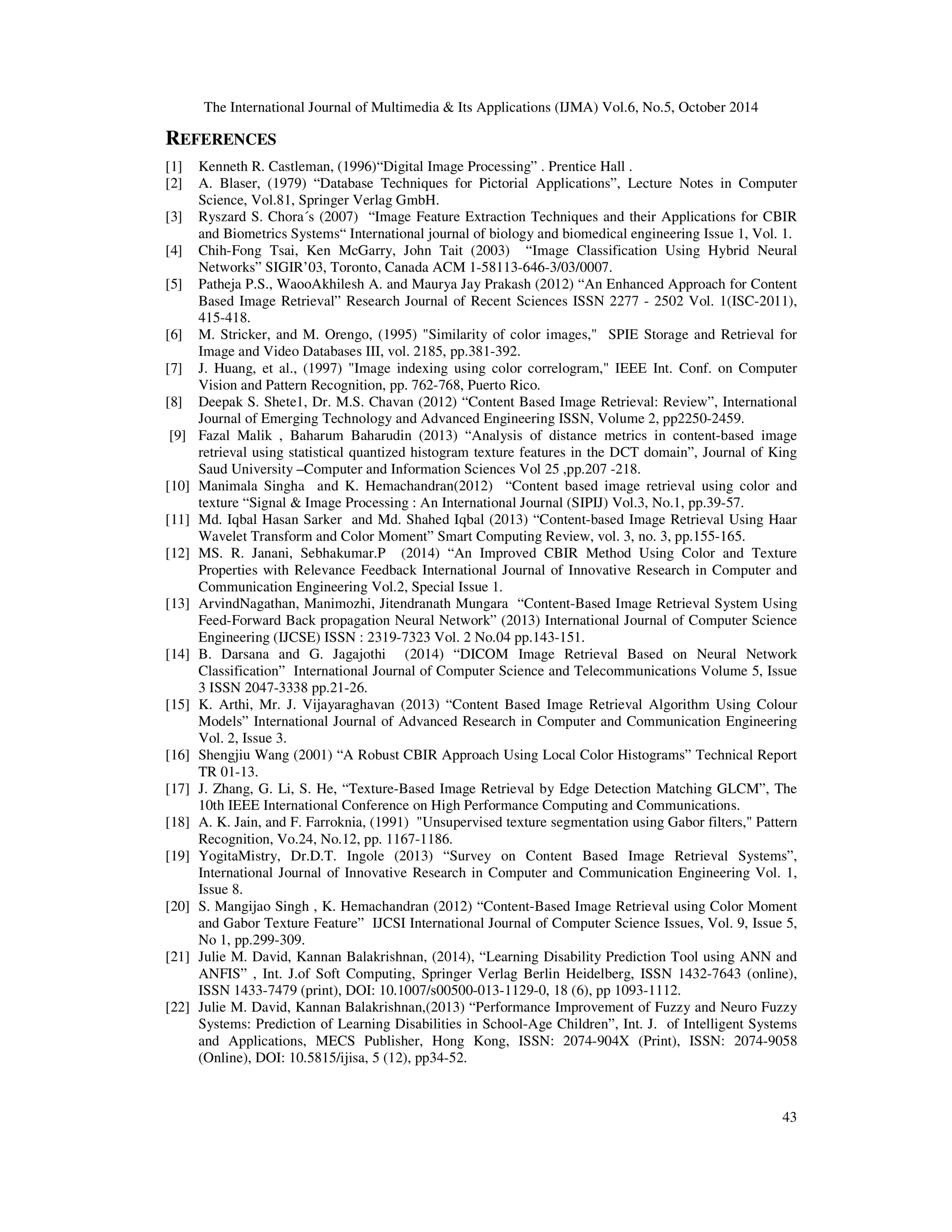 Content Based Image Retrieval : Classification Using Neural Networks | PDF