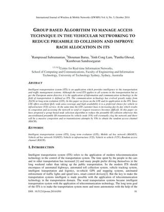 Group Based Algorithm to Manage Access Technique in the Vehicular Networking to Reduce Preamble ...