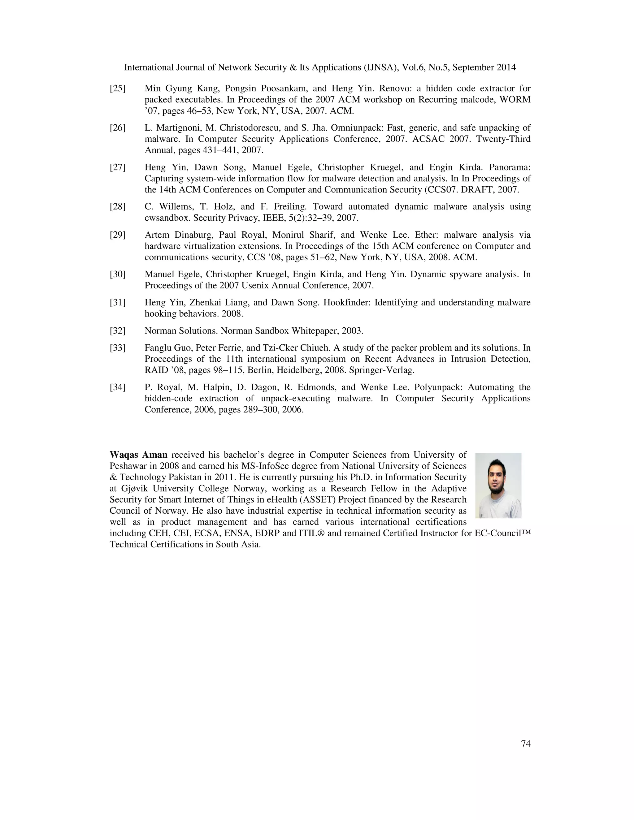 A FRAMEWORK FOR ANALYSIS AND COMPARISON OF DYNAMIC MALWARE ANALYSIS TOOLS | PDF
