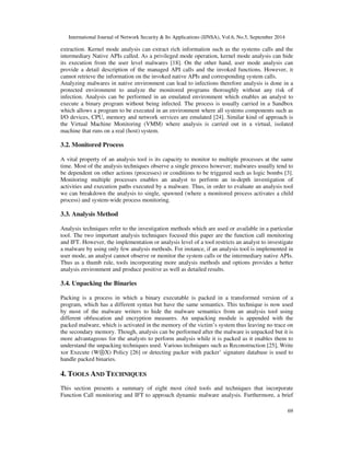A FRAMEWORK FOR ANALYSIS AND COMPARISON OF DYNAMIC MALWARE ANALYSIS TOOLS | PDF