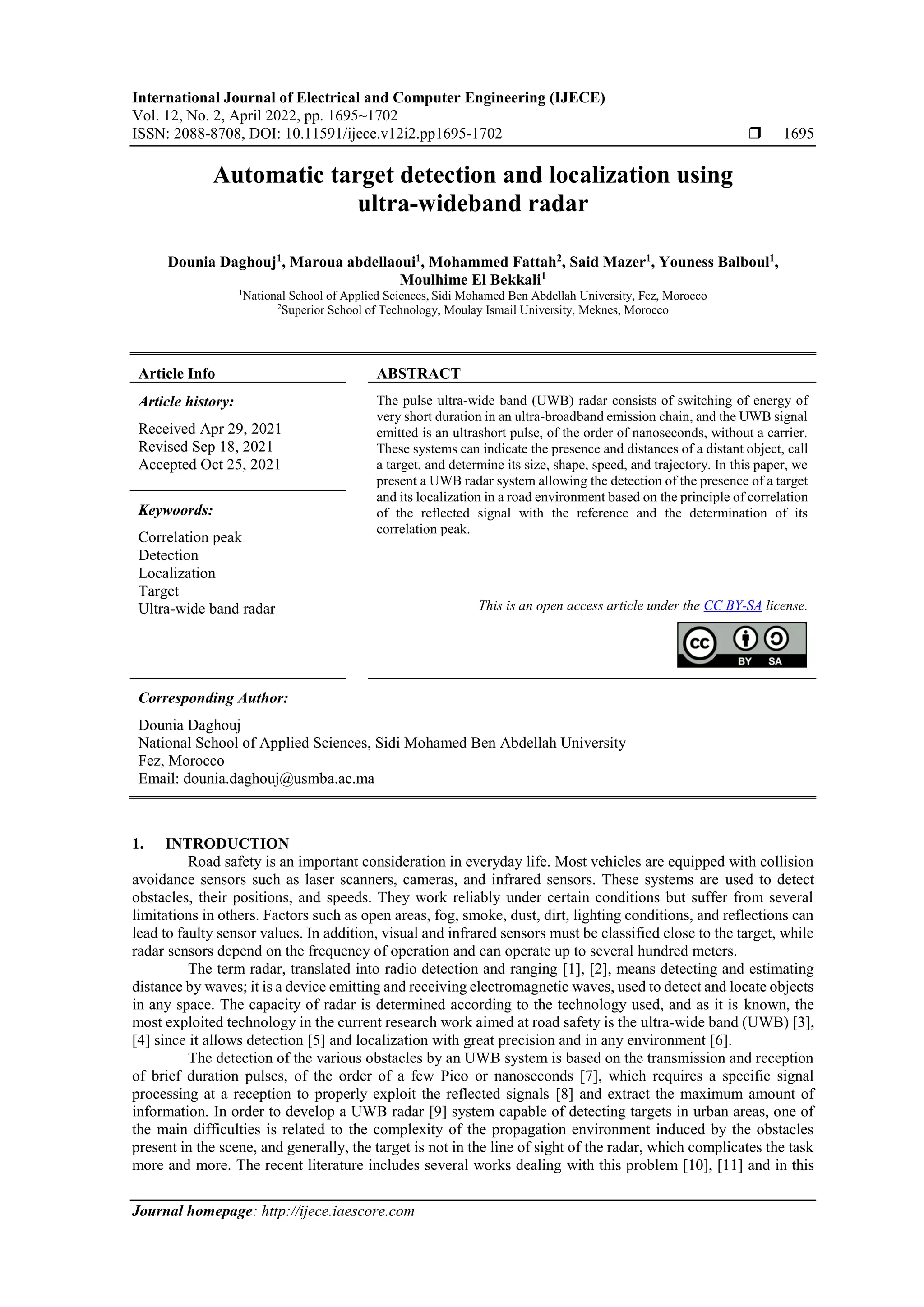 Automatic target detection and localization using ultra-wideband radar ...