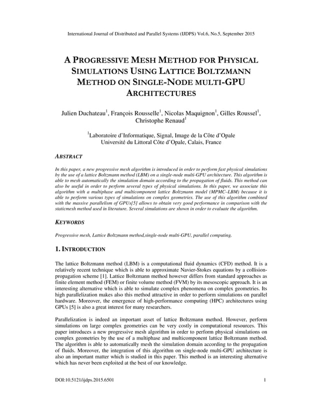 A PROGRESSIVE MESH METHOD FOR PHYSICAL SIMULATIONS USING LATTICE BOLTZMANN METHOD ON SINGLE-NODE ...