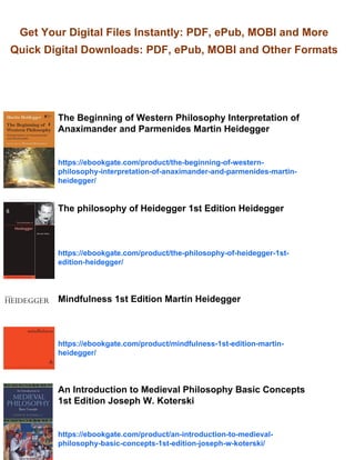 Basic Concepts of Ancient Philosophy Martin Heidegger | PDF