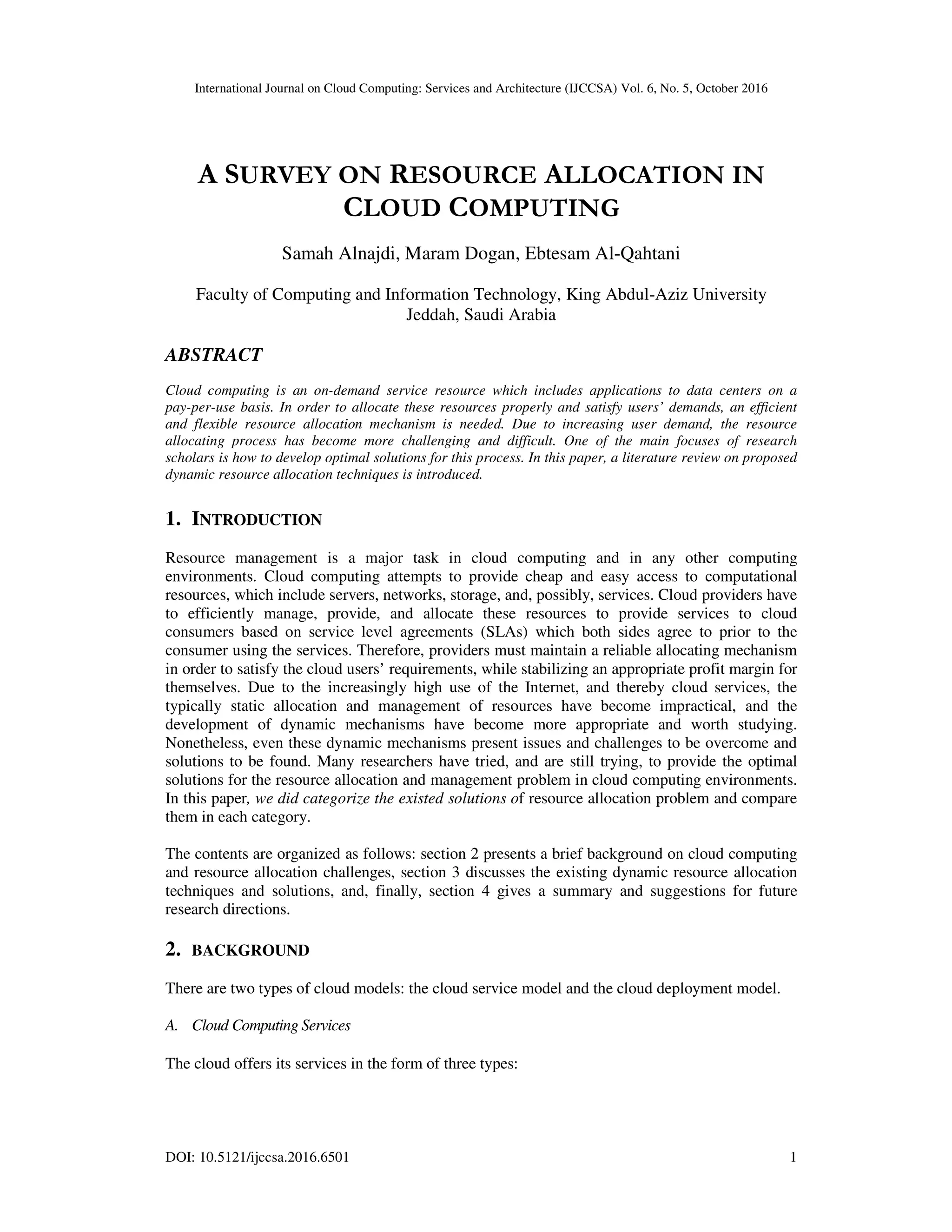 A Survey On Resource Allocation In Cloud Computing Pdf