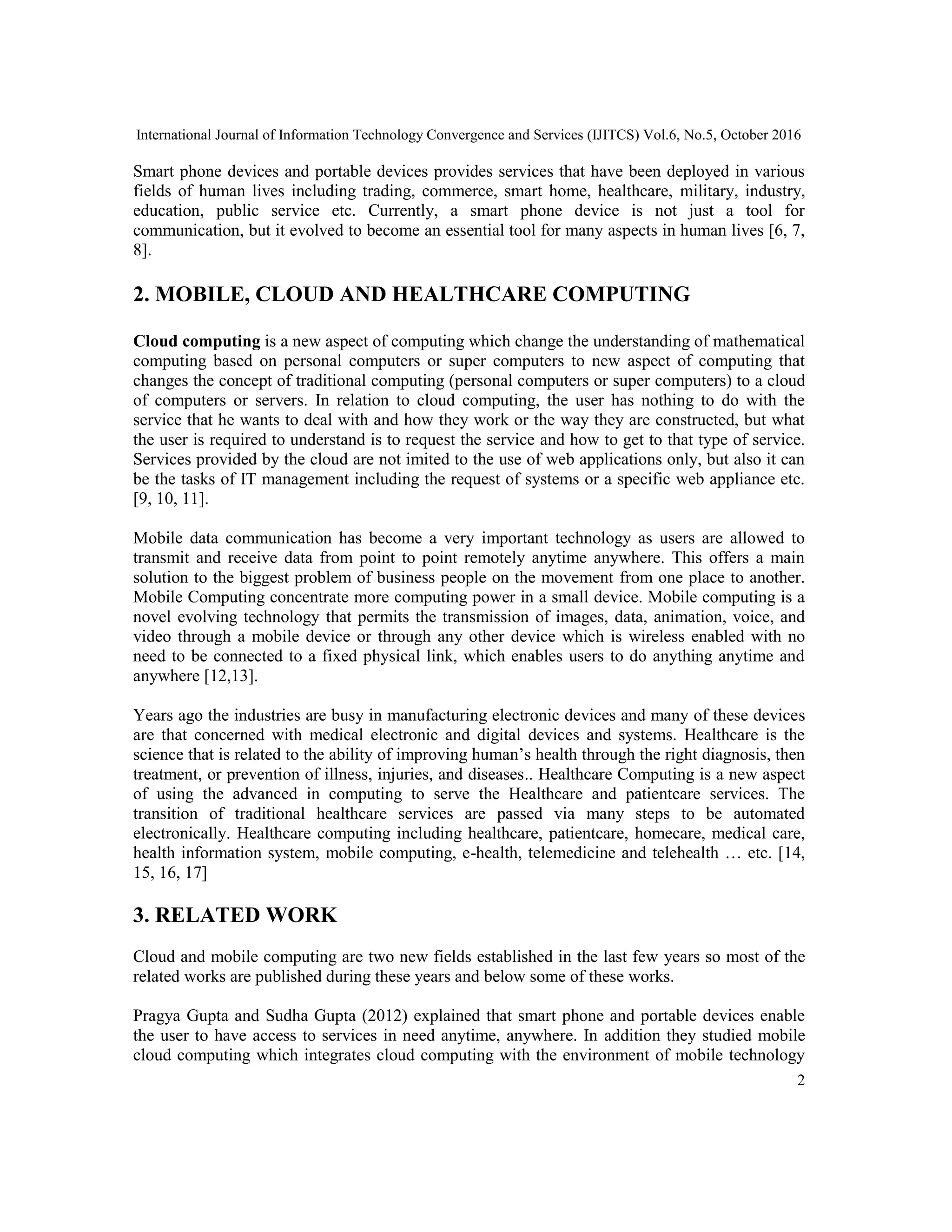 Mobile Cloud Computing Applied To Healthcare Approach Pdf