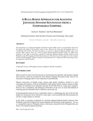 A RULE-BASED APPROACH FOR ALIGNING JAPANESE-SPANISH SENTENCES FROM A COMPARABLE CORPORA | PDF
