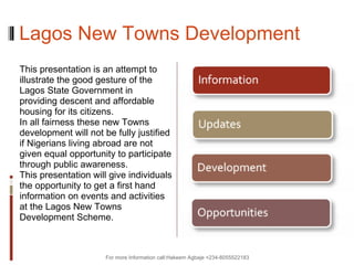 LAGOS HOUSING NEW TOWNS DEVELOPMENT SCHEMES | PPT