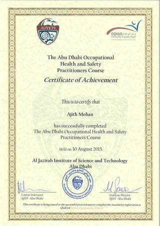 OSHAD Certificate | PDF