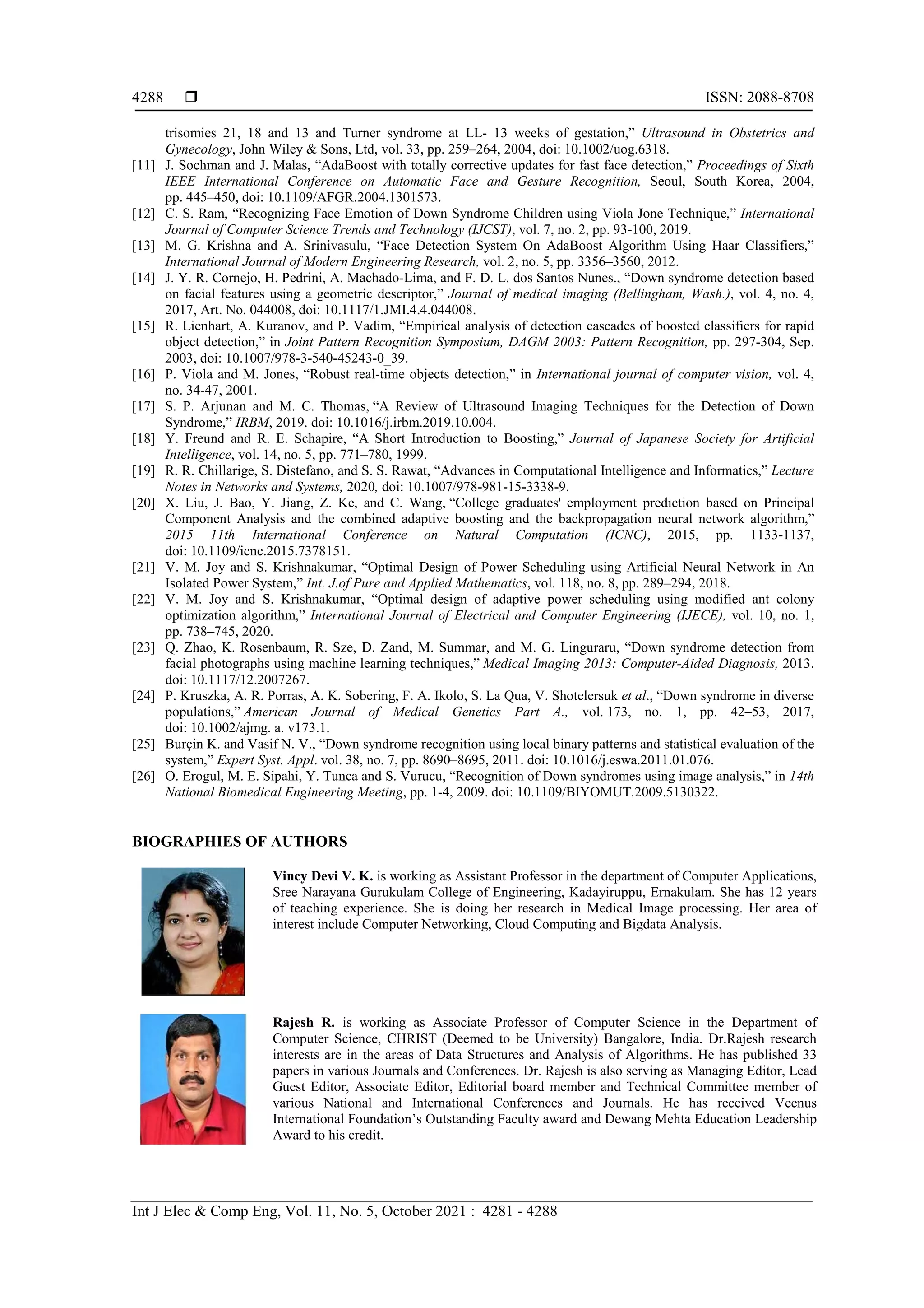 Down Syndrome Detection Using Modified Adaboost Algorithm Pdf