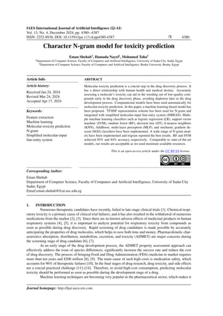 Character N-gram model for toxicity prediction | PDF