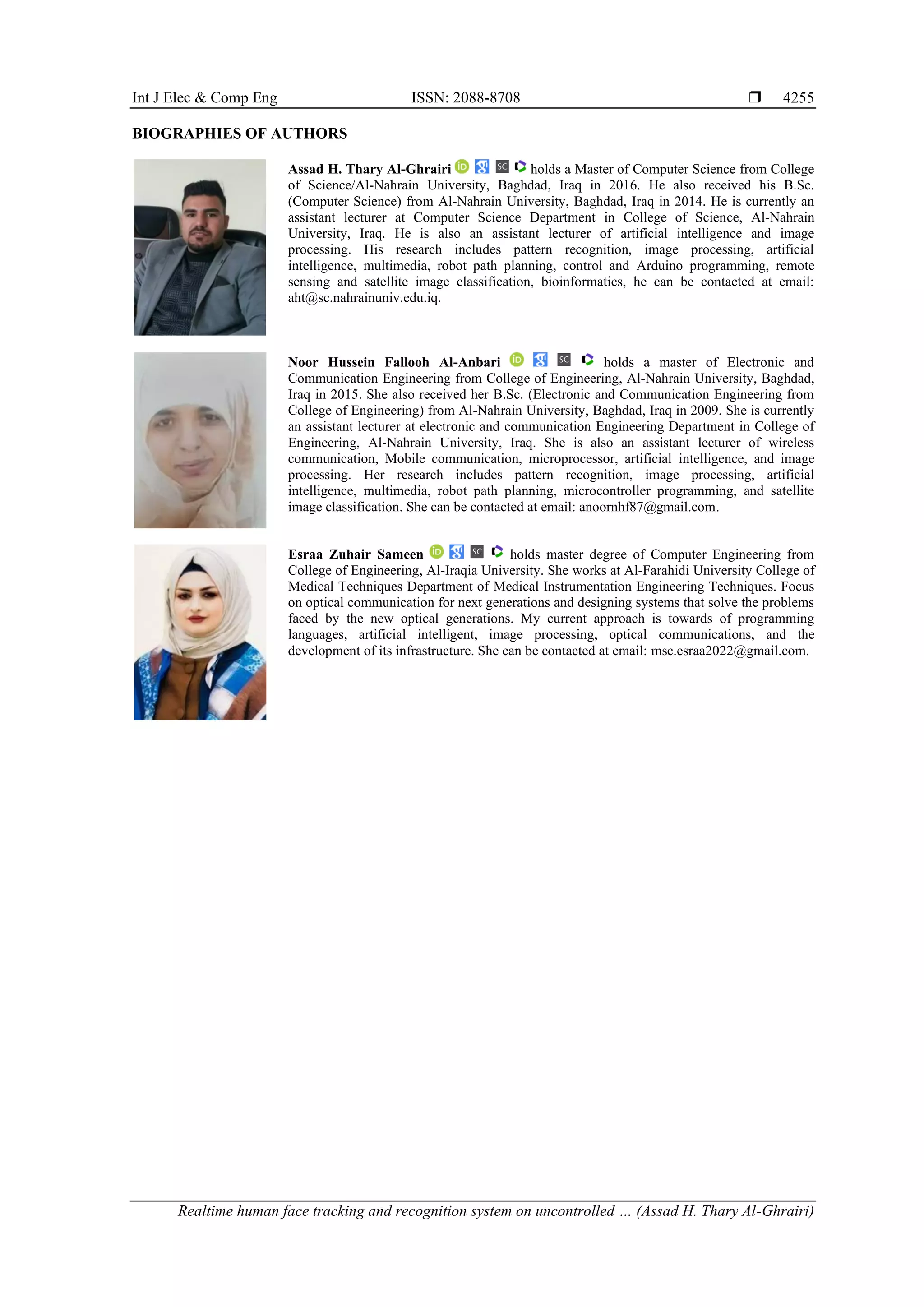 Realtime Human Face Tracking And Recognition System On Uncontrolled Environment Pdf