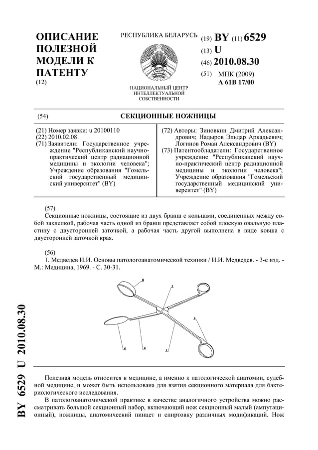 Патент на полезную модель Республики Беларусь Pdf