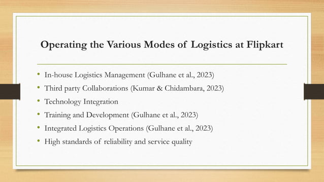 Logistics and supply chain operations at Flipkart | PPTX