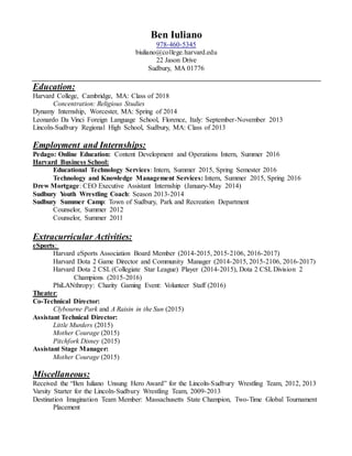BenIulianoResume 1.20.17