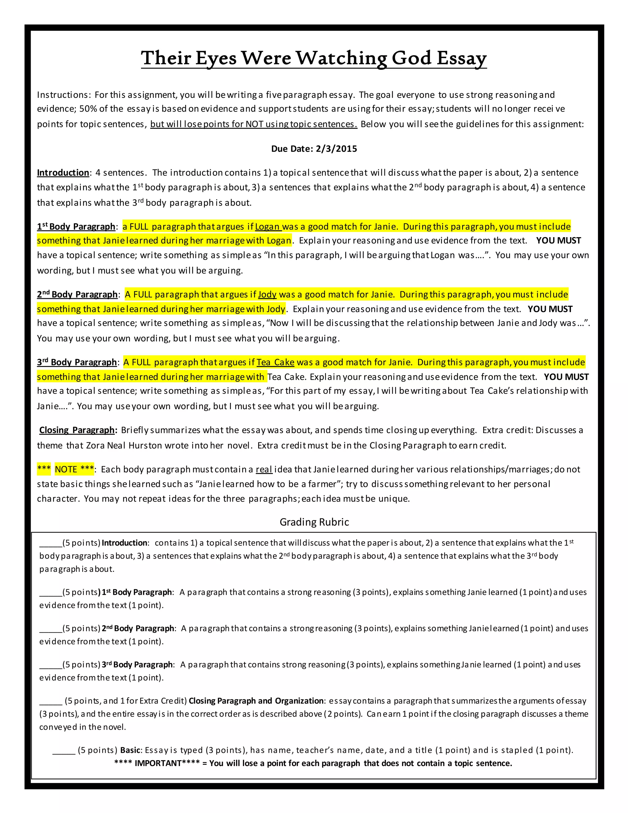 TEWWG Essay 7th Grade | PDF