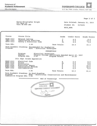 Fanshawe Transcript 2 of 2 | PDF