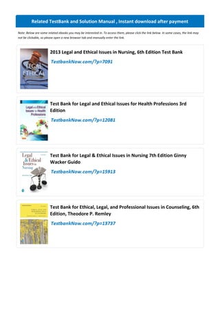 Ethical and Legal Issues in Canadian Nursing: Comprehensive Test Bank ...