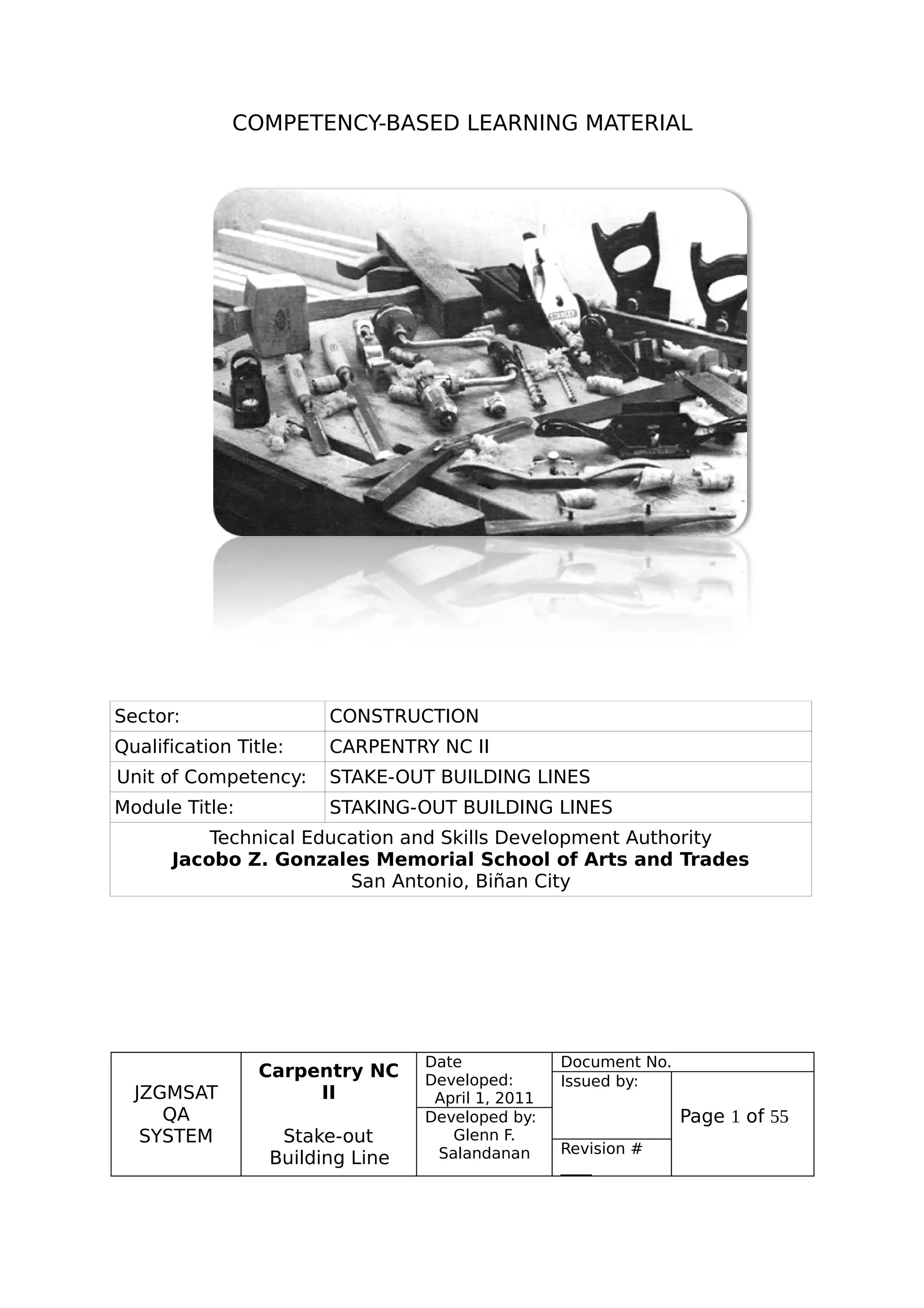 COMPETENCY BASED LEARNING MATERIALS CARPENTRY-staking-out-building ...