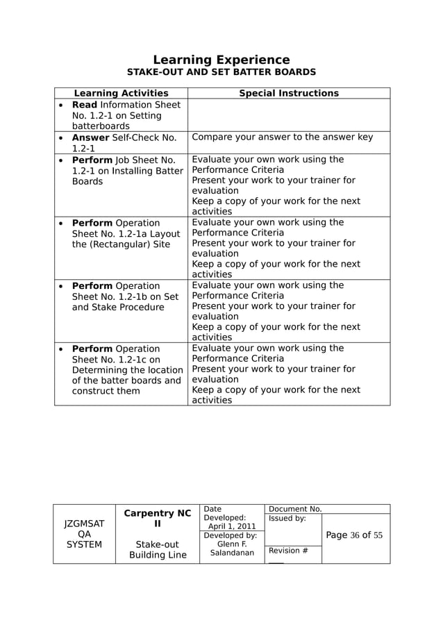 COMPETENCY BASED LEARNING MATERIALS CARPENTRY-staking-out-building ...