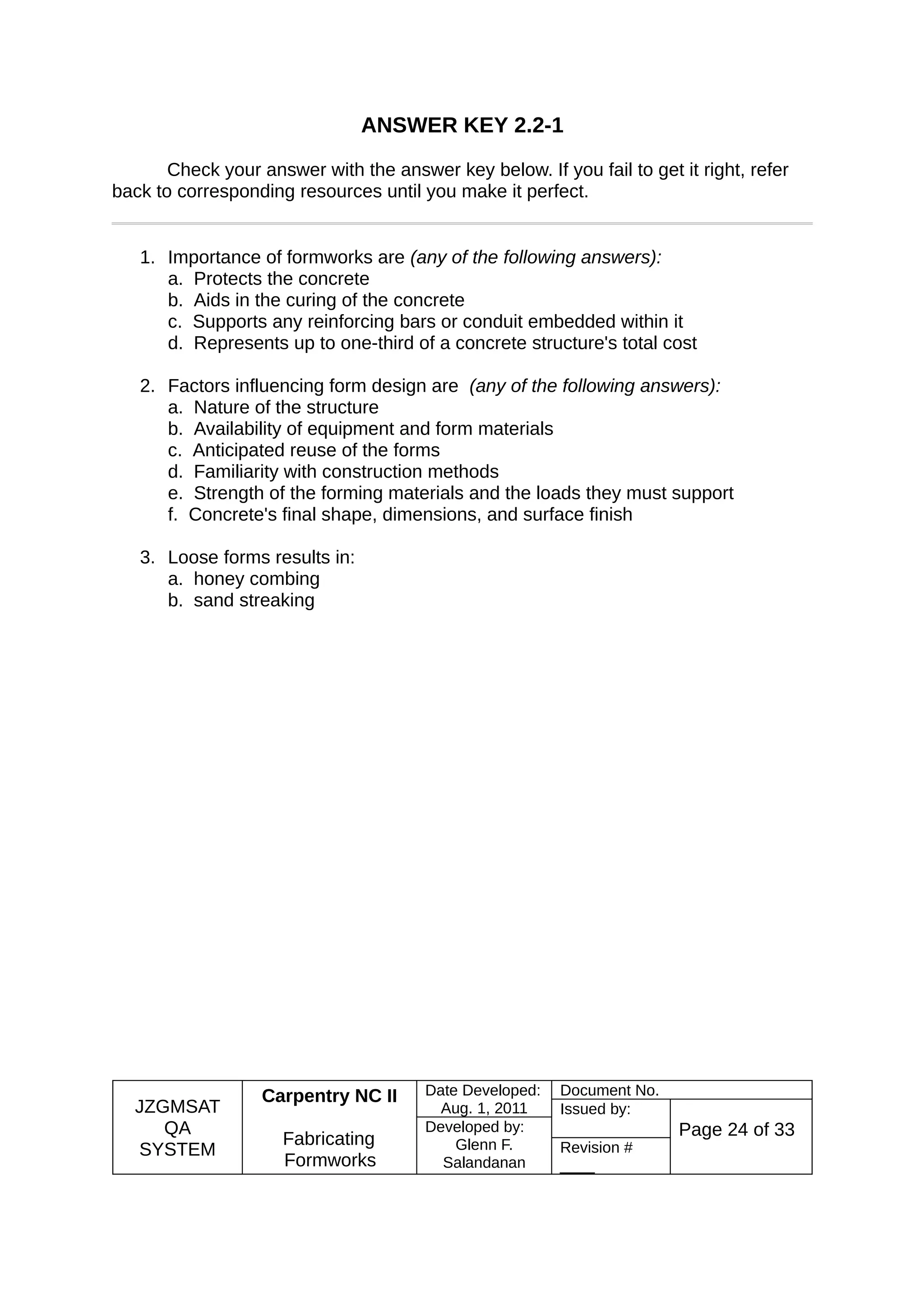 COMPETENCY-BASED LEARNING MATERIALS CARPENTRY-fabricating-formworks | PDF