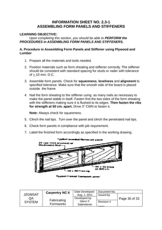 COMPETENCY-BASED LEARNING MATERIALS CARPENTRY-fabricating-formworks | PDF