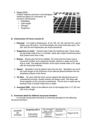 COMPETENCY-BASED LEARNING MATERIALS CARPENTRY-fabricating-formworks | PDF