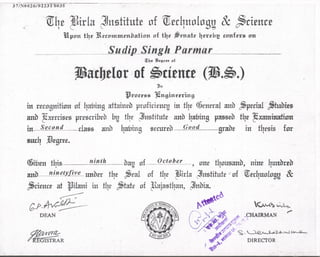 Certificate of BS & MS | PDF