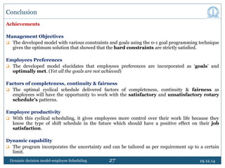Dynamic decision model for cyclical employee Scheduling | PPT