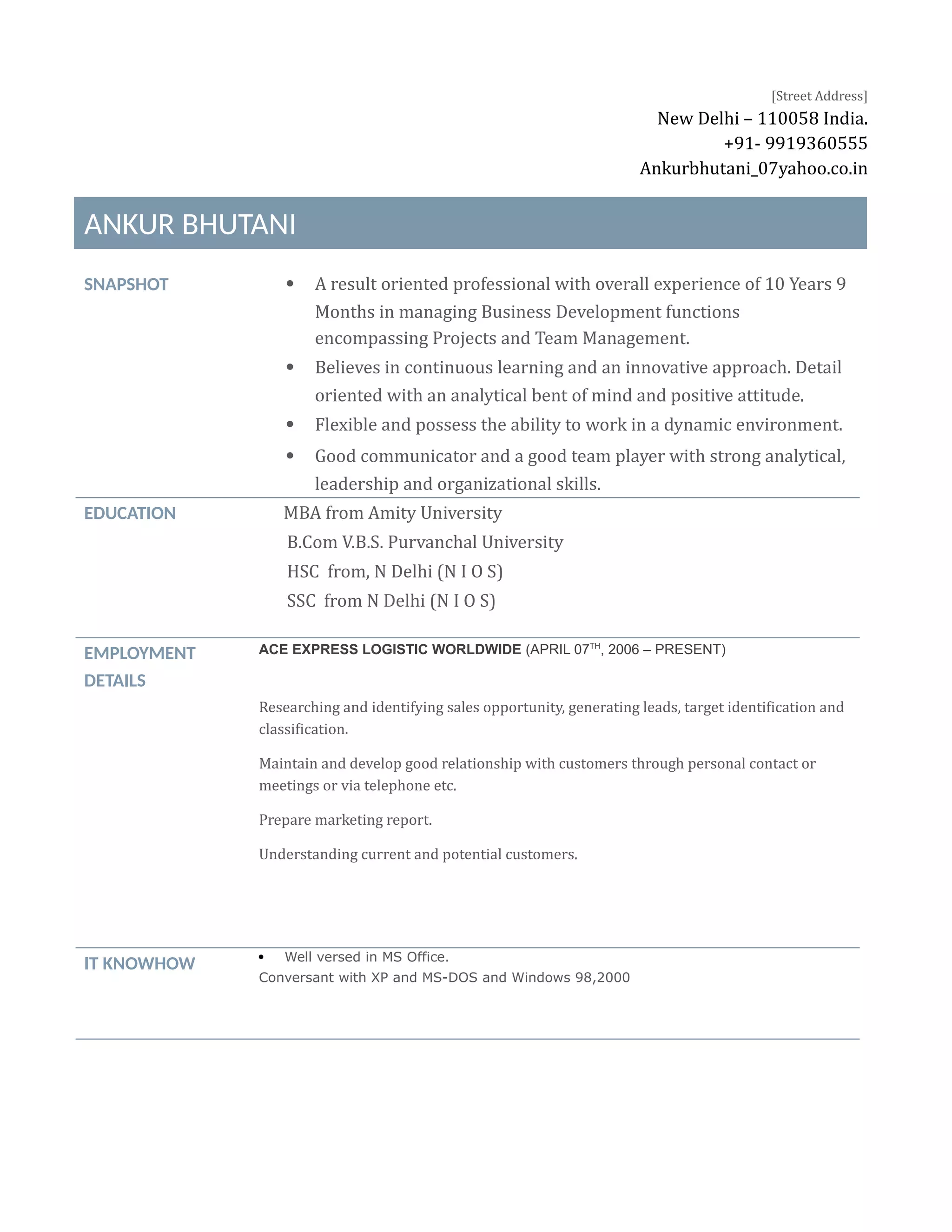 ANKUR_BHUTANI_CV_1_ (1) | PDF