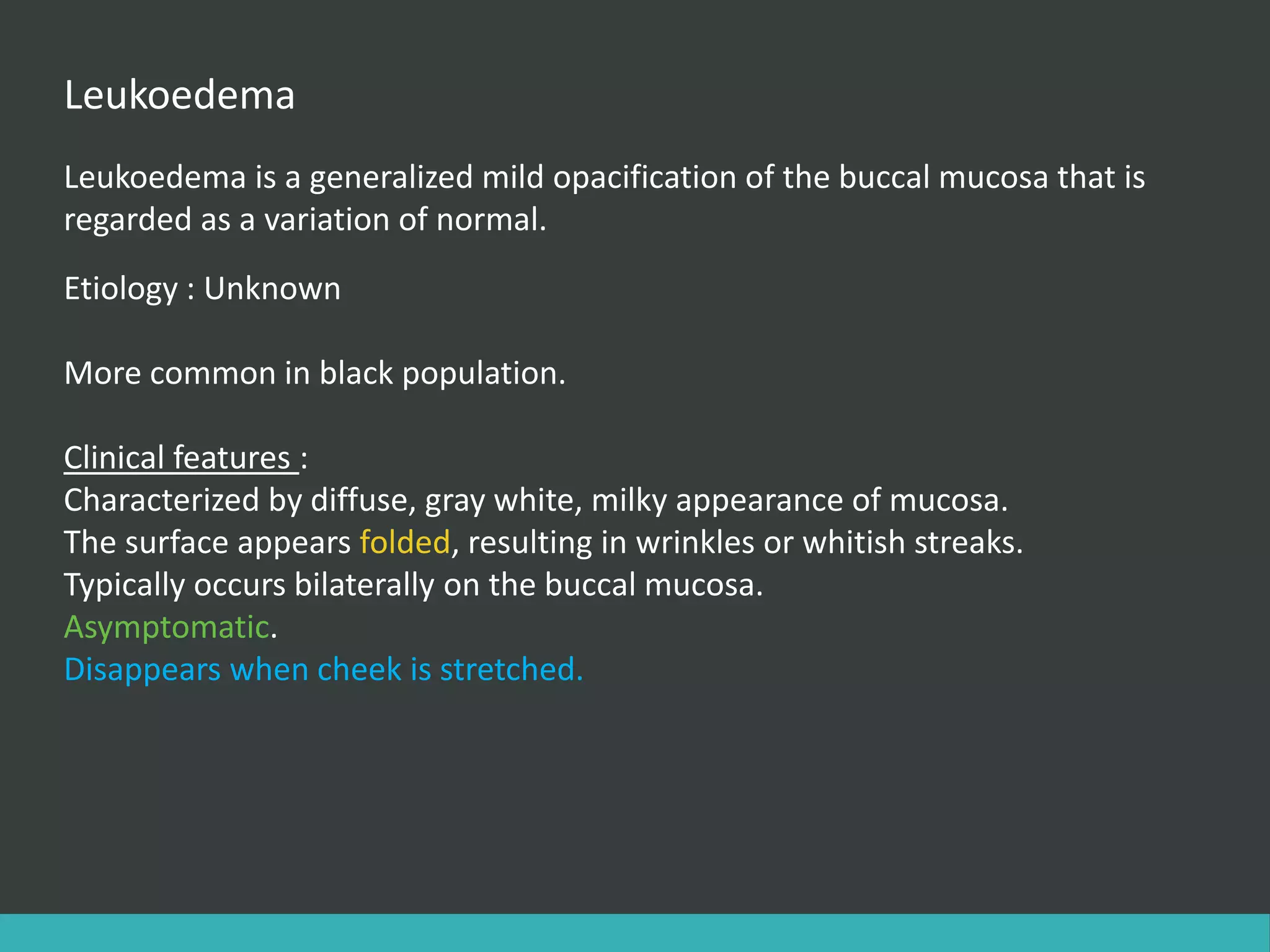 White lesions of oral cavity | PPTX