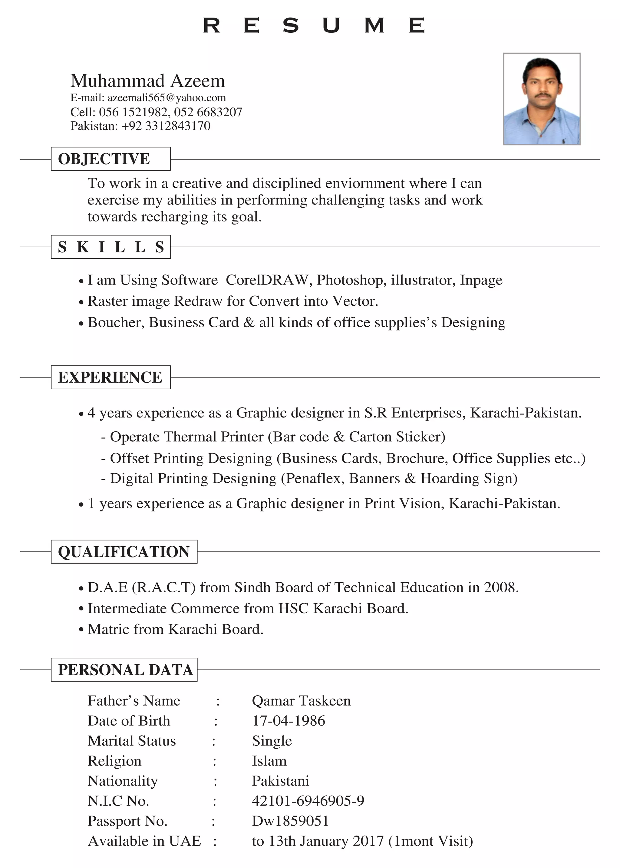 CV for Graphic designer Azeem (1) | PDF