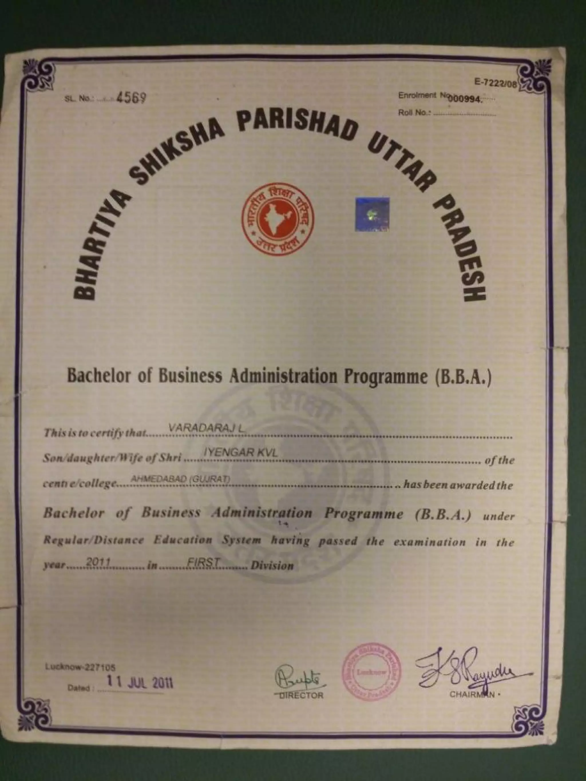 BBA CERTIFICATE_FRONT | PDF