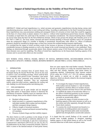 Technical paper - Impact of Initial Imperfections on the Stability of Steel Portal Frames | PDF