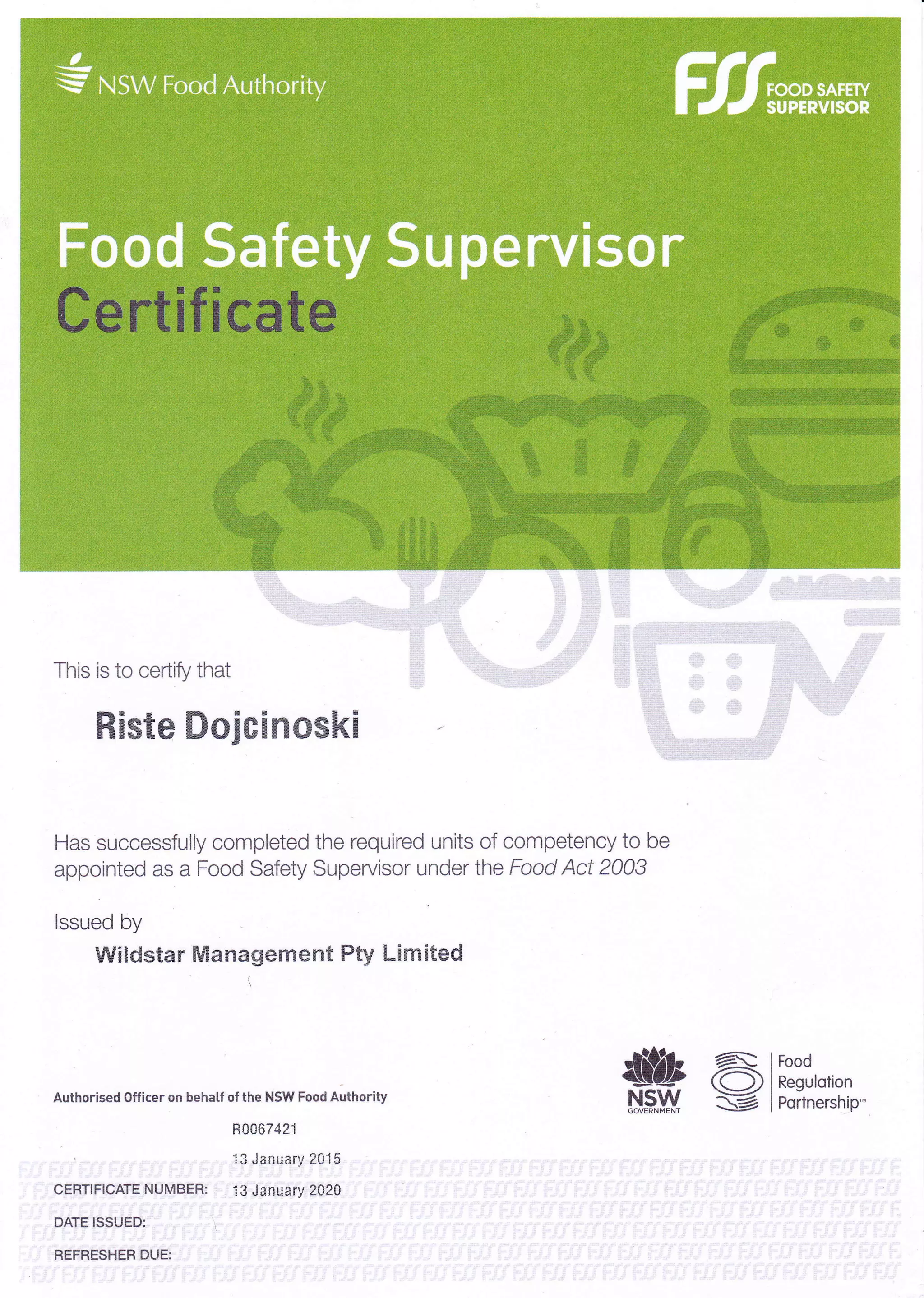 FSS Certificate | PDF | Food & Drink